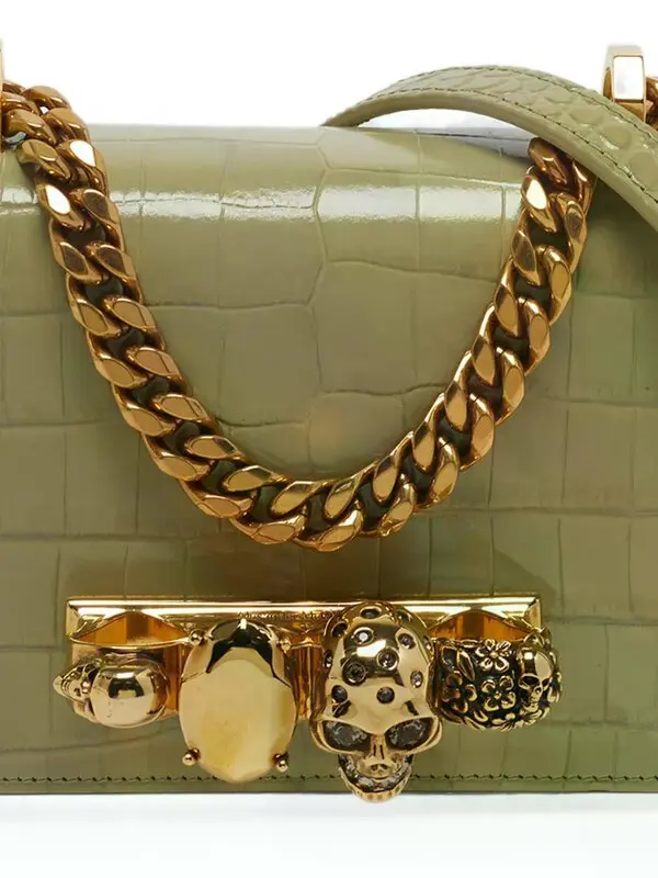 Alexander McQueen Skull Knuckle Crocodile-embossed Mini Bag
