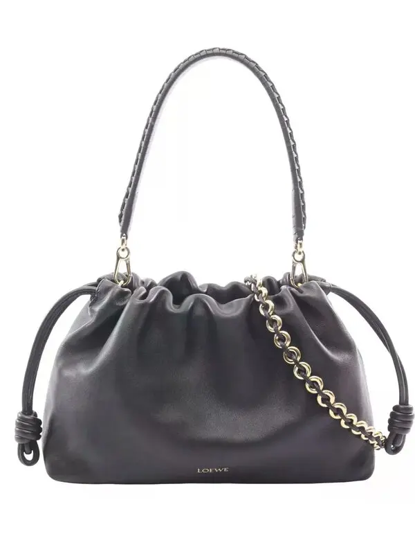 Loewe 2010-2026 Medium Mellow Nappa Lambskin Flamenco Purse Satchel - Black
