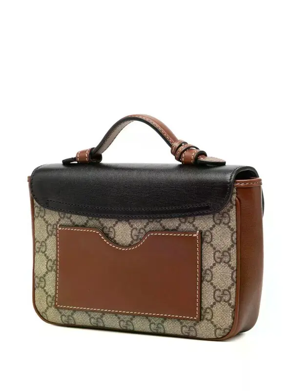 Gucci 2000-2015 Mini Gg Supreme And Calfskin Padlock Flap Pocket Satchel - Neutrals