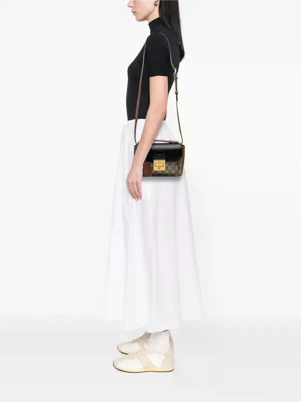 Gucci 2000-2015 Mini Gg Supreme And Calfskin Padlock Flap Pocket Satchel - Neutrals