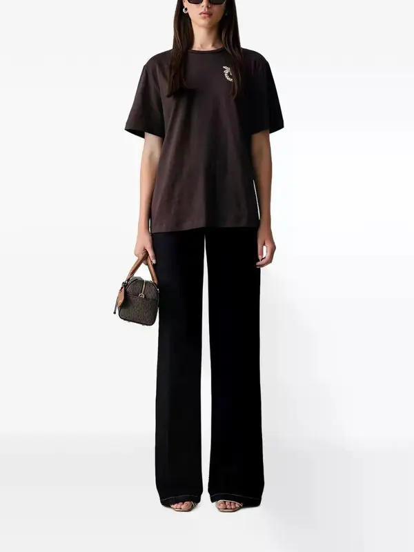 Pinko Love Birds Crystal-embellished T-shirt - Brown