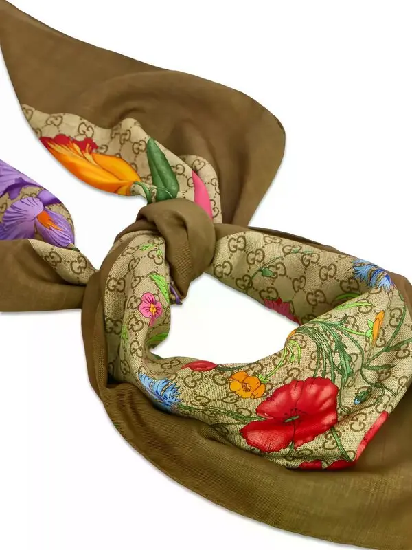 Gucci Printed Gg Wool Silk Shawl