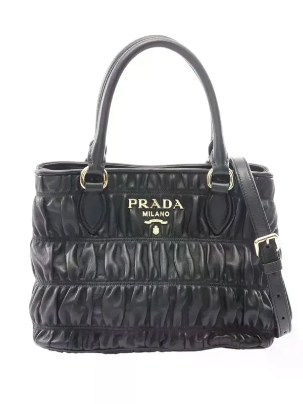 Prada 2000-2015 Nappa Gaufre Satchel - Black