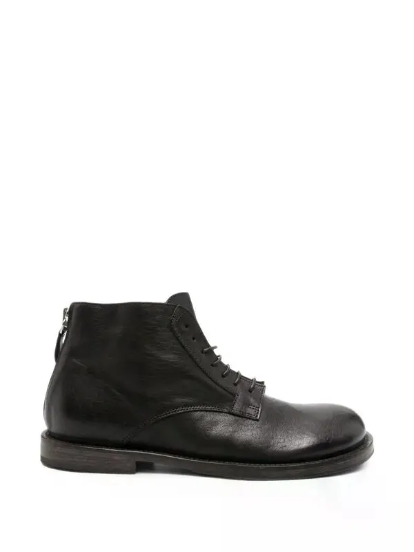 Moma Lace-up Rear-zip Boots - Brown