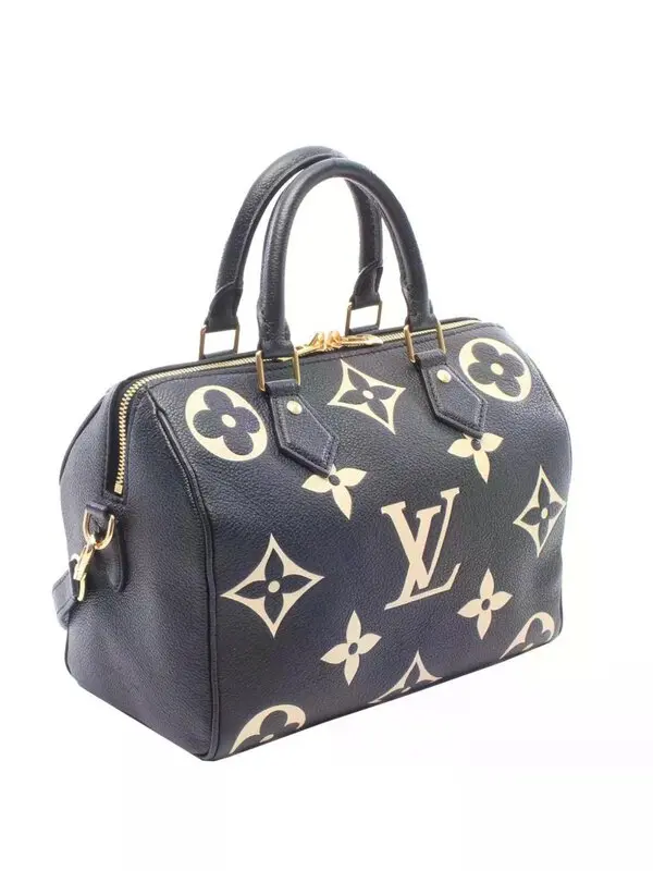 LOUIS VUITTON Bicolor Monogram Empreinte Giant Speedy Bandouliere 25 Satchel - Black