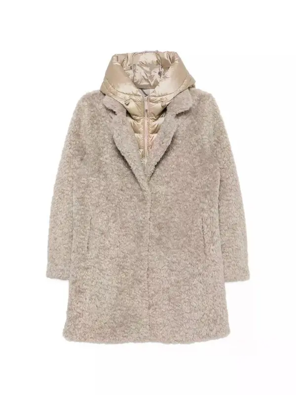 BOMBOOGIE Hooded Faux-shearling Coat