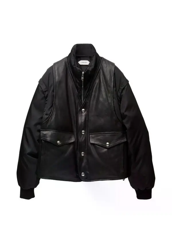 Versace Leather & Nylon Padded Blouson - Black