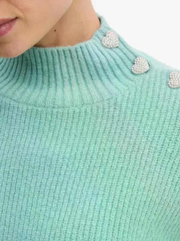 MORGAN Heart Button Mock Neck Sweater