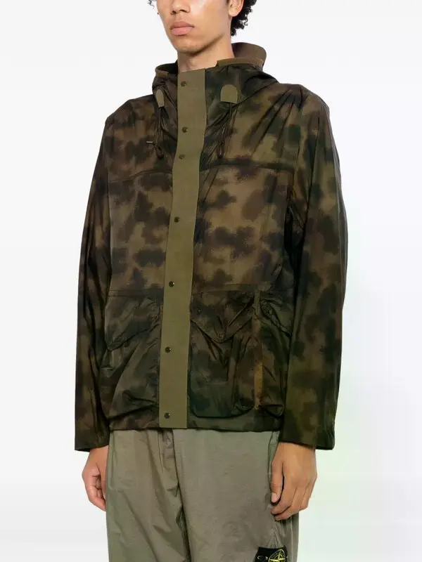 TEN C Camouflage Print Hooded Jacket