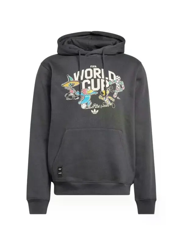 Adidas Graphic-print Drawstring Hoodie - Grey