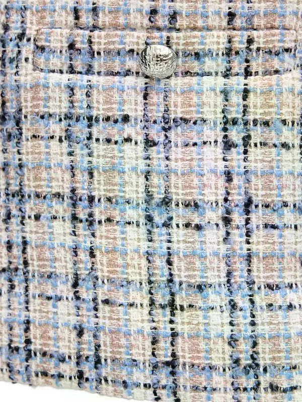 MORGAN Collarless Check-pattern Cardigan