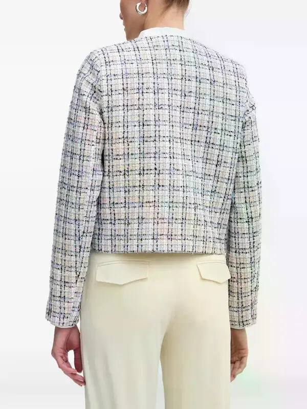 MORGAN Collarless Check-pattern Cardigan
