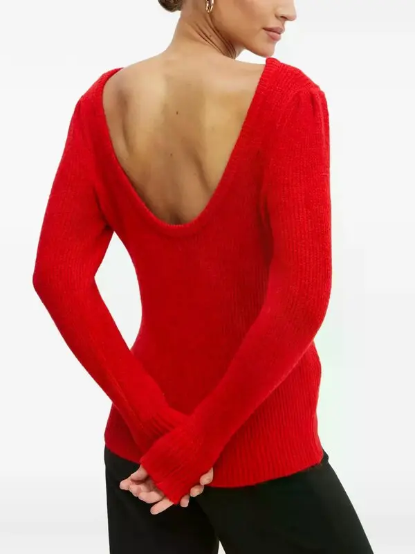 MORGAN Boat Neck Sweater With Puff Sleeves And Open Back