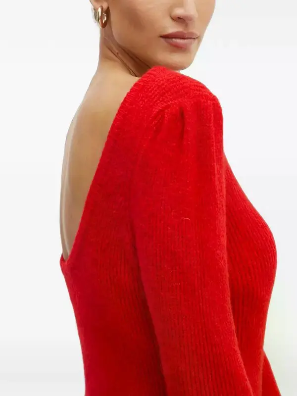 MORGAN Boat Neck Sweater With Puff Sleeves And Open Back