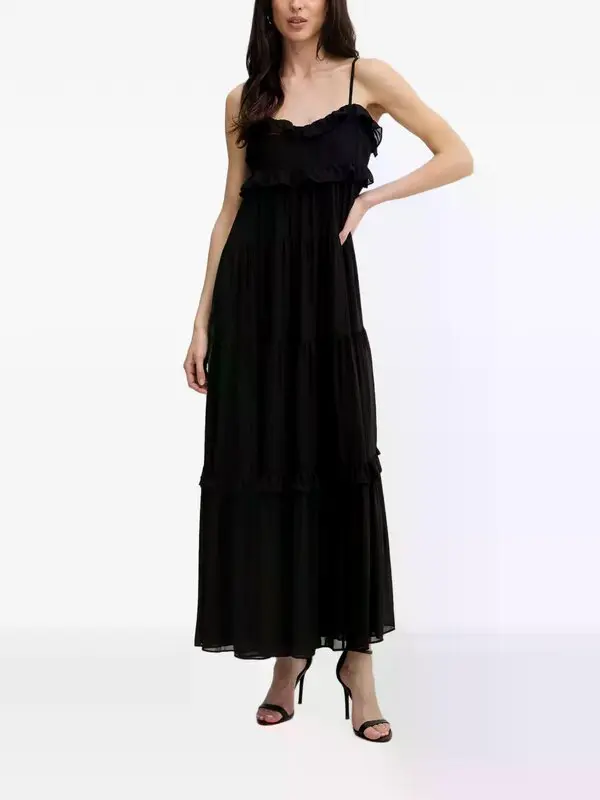 Michael Kors Ruffled Georgette Tiered Maxi Dress - Black