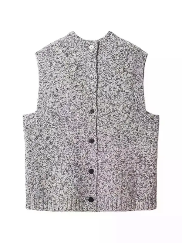 Maison Kitsuné Button-back Knitted Top