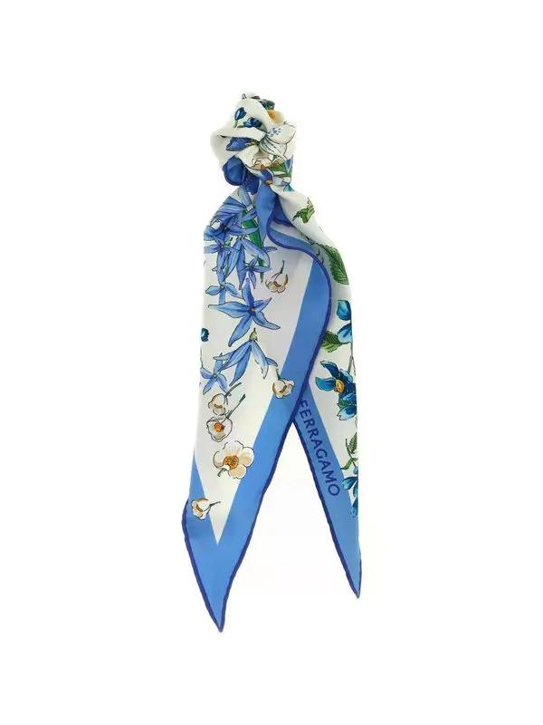 FERRAGAMO Spring Print Diamond Scarf - White