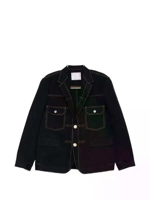 Sacai Contrast-stitch Single-breasted Blazer - Blue