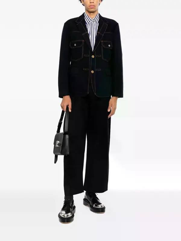 Sacai Contrast-stitch Single-breasted Blazer