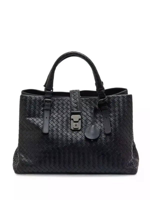 Bottega Veneta Large Roma Intrecciato Tote Bag - Black
