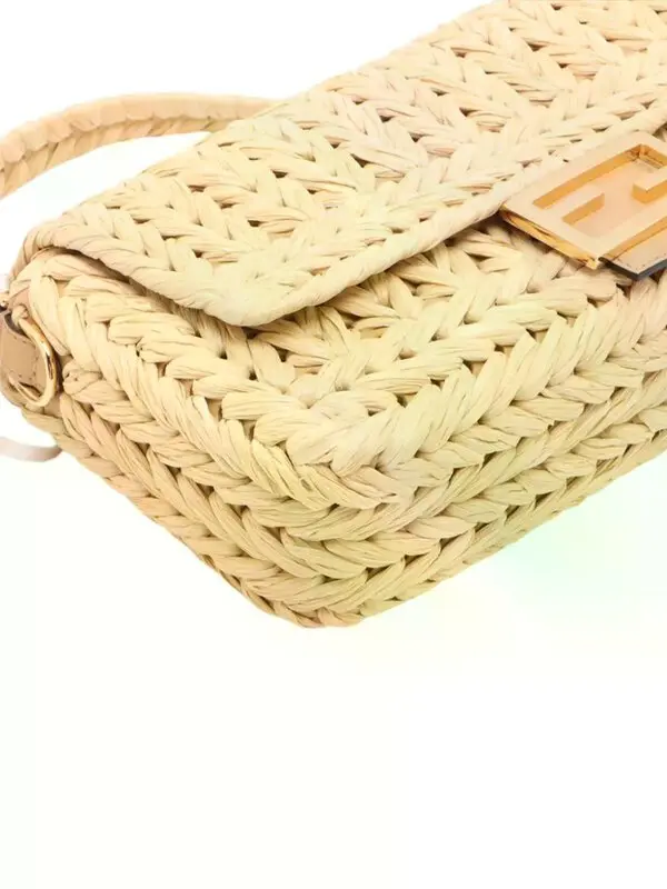 Fendi 2010-2026 Crochet Raffia Baguette Satchel