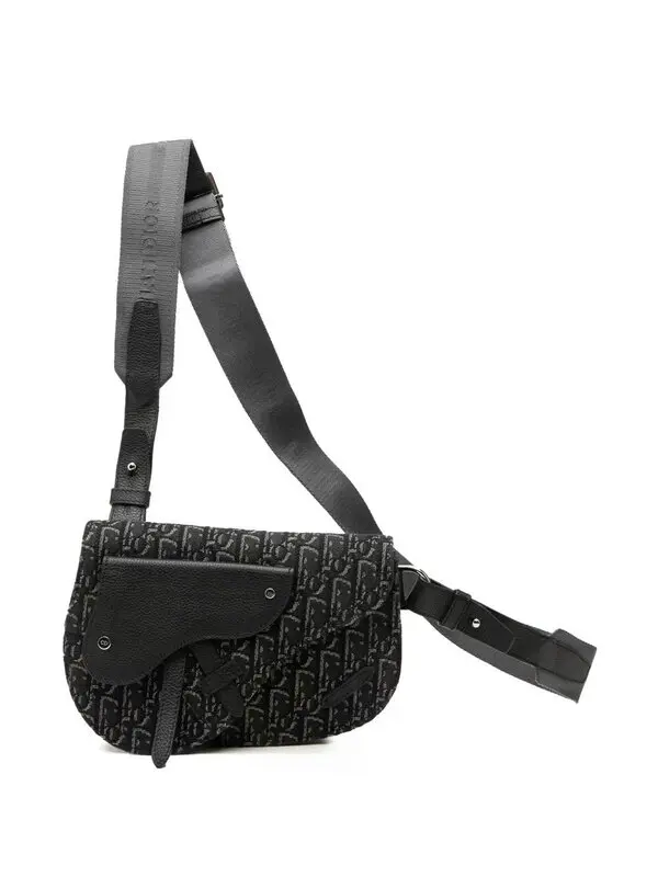 Dior 2019 Oblique Canvas Saddle Messenger Bag Crossbody Bag - Black
