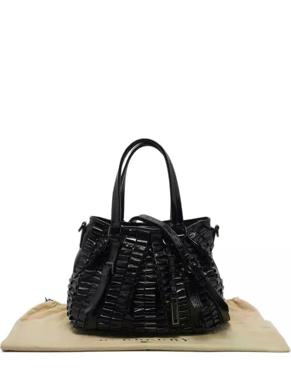 Burberry Large Lowry Patent Leather Tote Bag - Black