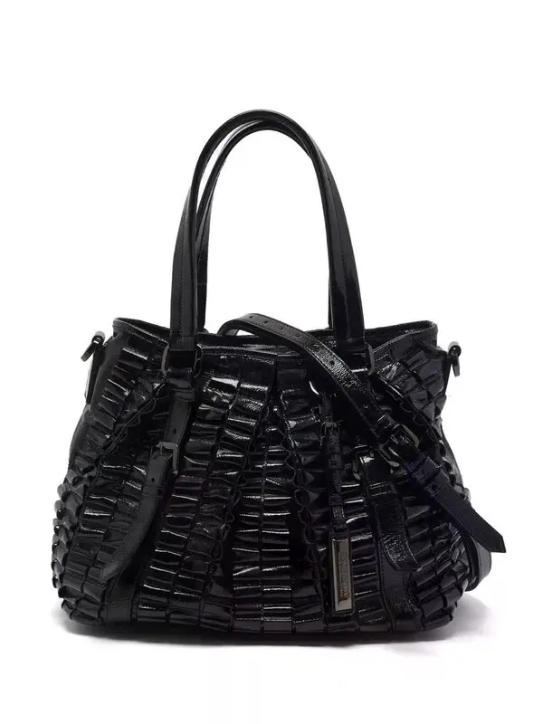 Burberry Large Lowry Patent Leather Tote Bag - Black
