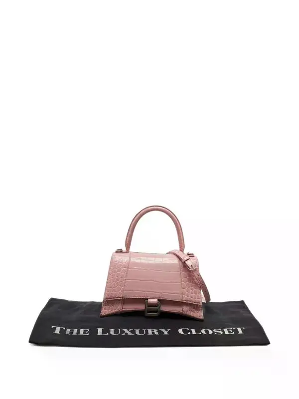 Balenciaga Small Hourglass Croc-embossed Top Handle Bag