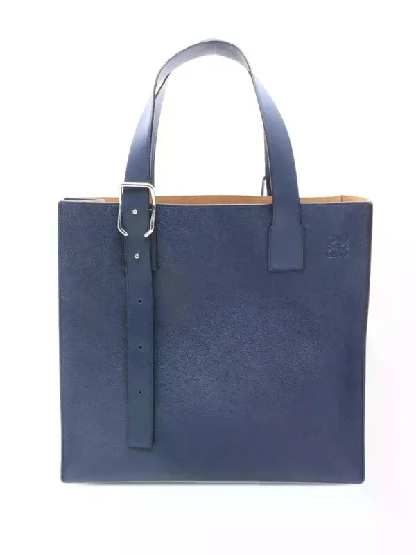 Loewe 2010-2026 Leather Anagram Buckle Horizontal Tote Bag - Blue