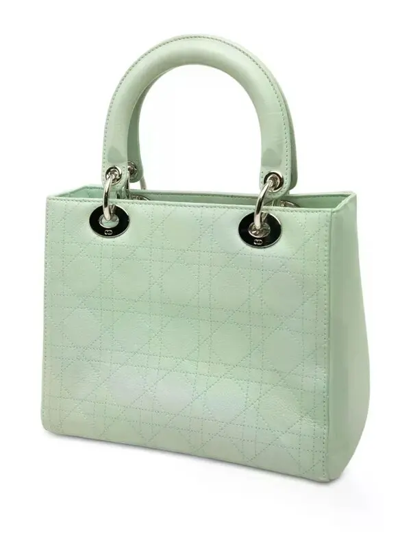 Dior 2005 Medium Calfskin Cannage Lady Satchel - Green