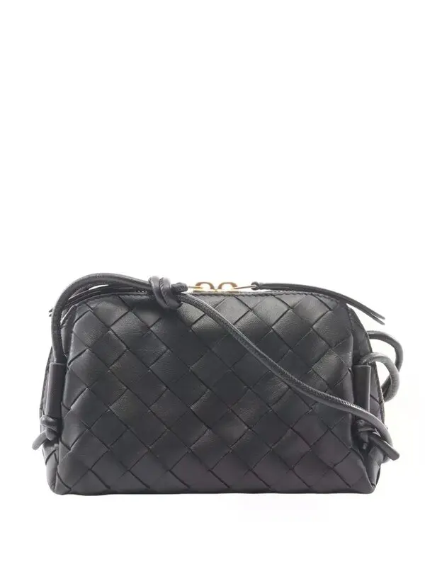 Bottega Veneta 2012-2026 Lambskin Intrecciato Concert Pouch Crossbody Bag - Black
