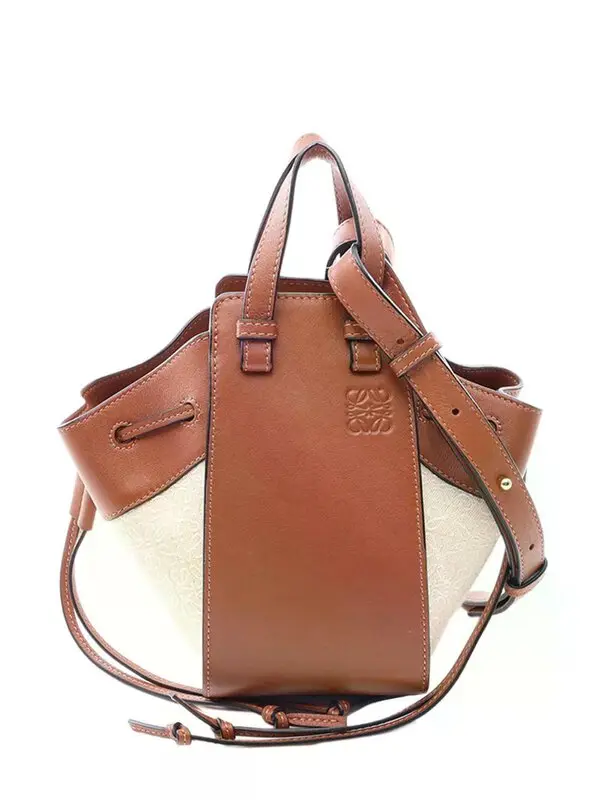 Loewe 2010-2026 Mini Leather And Canvas Hammock Bag Satchel - Brown