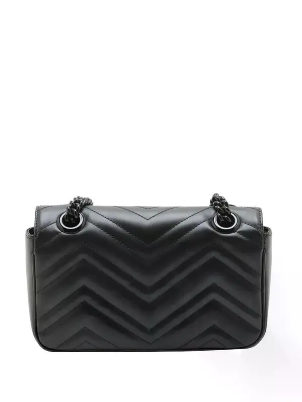Gucci 2000-2015 Small Gg Marmont Matelasse Calfskin Monochrome Shoulder Bag - Black