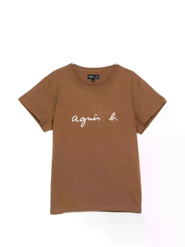 AGNES B. Logo-print T-shirt - Brown