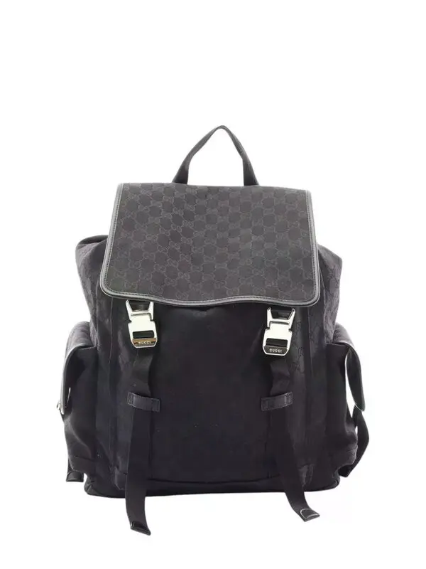 Gucci 2015-2026 Large Gg Canvas Backpack - Black