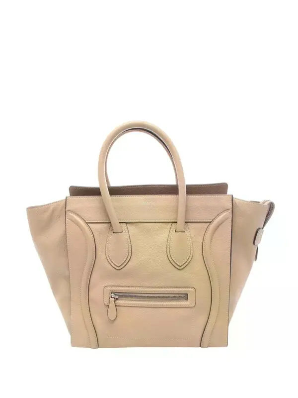 Celine 2010-2026 Mini Drummed Calfskin Luggage Tote Bag - Neutrals