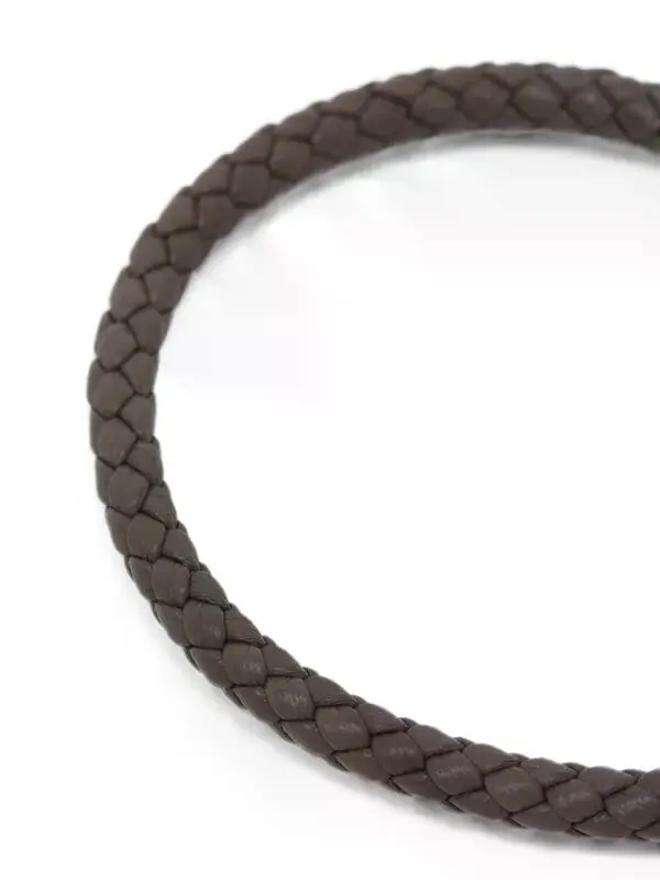 TOM FORD Braided Leather Bracelet - Grey
