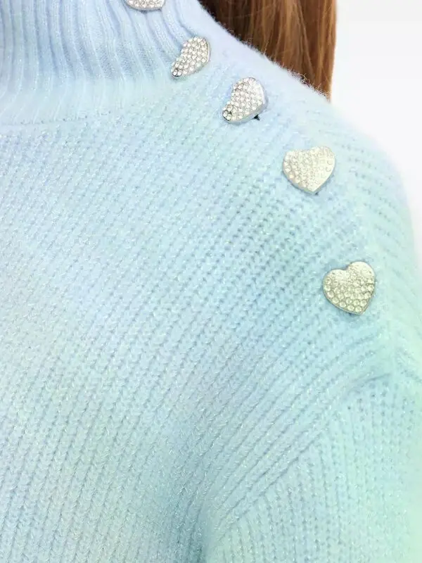 MORGAN Heart Button Mock Neck Sweater