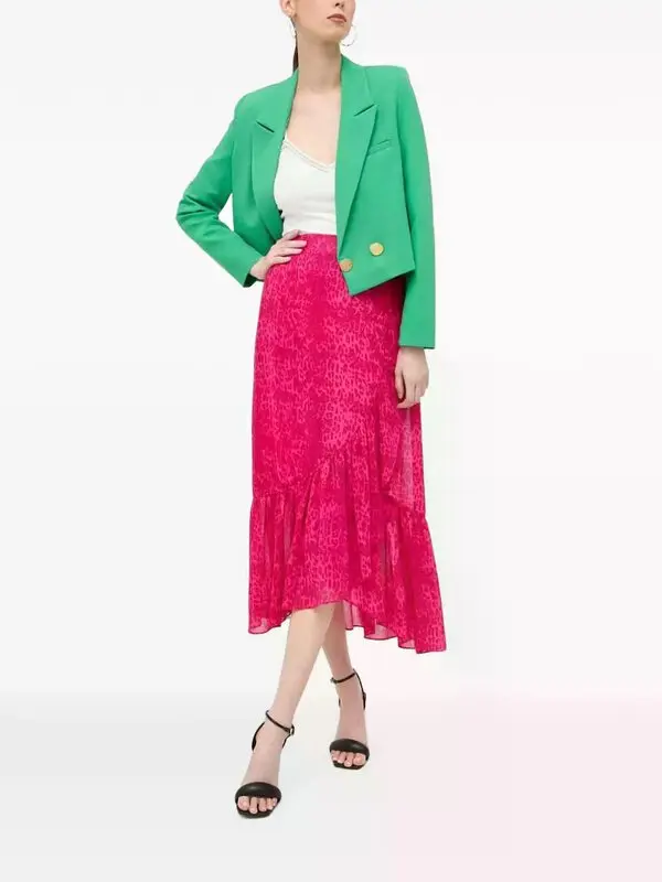 MORGAN Ruffled Animal-print Midi Skirt - Pink
