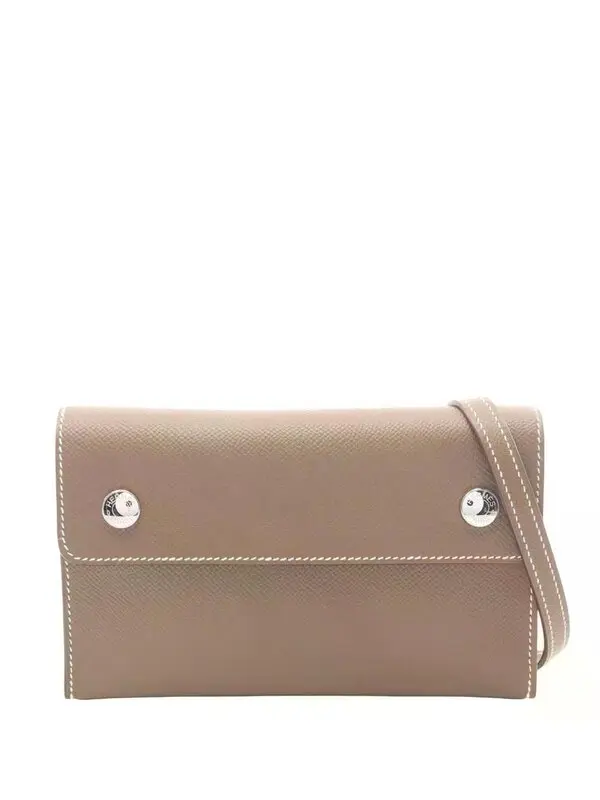 Hermès 2025 Epsom Hermesnap Wallet Crossbody Bag - Brown