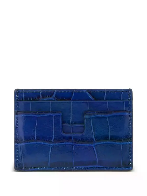 TOM FORD Crocodile-effect Leather Card Holder - Blue