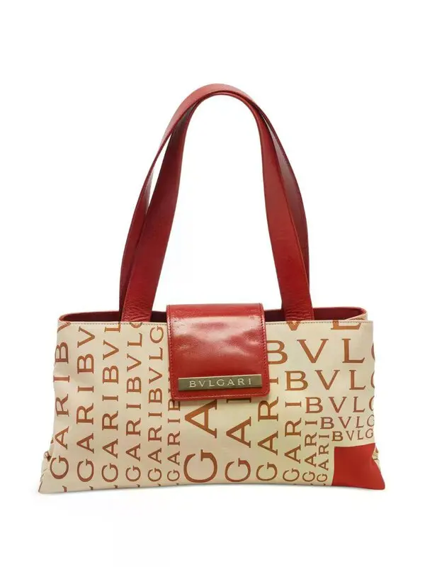 BVLGARI Logomania Calf-leather-trim Tote Bag - Neutrals