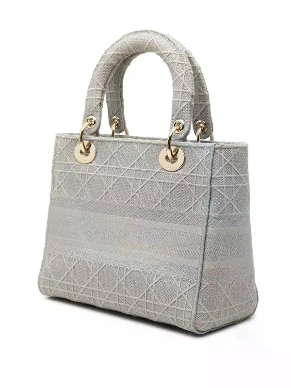 Dior 2020 Medium Embroidered Canvas Cannage Lady D Lite Satchel