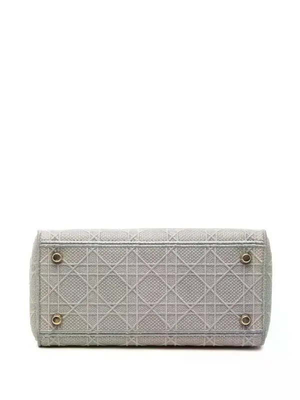 Dior 2020 Medium Embroidered Canvas Cannage Lady D Lite Satchel
