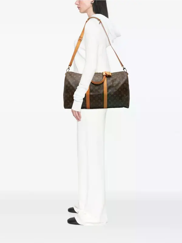 LOUIS VUITTON 1990 Monogram Keepall Bandouliere 50 Travel Bag - Brown