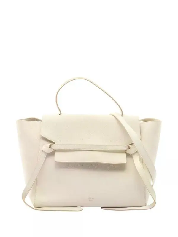 Celine 2010-2026 Mini Grained Calfskin Belt Bag Satchel - White