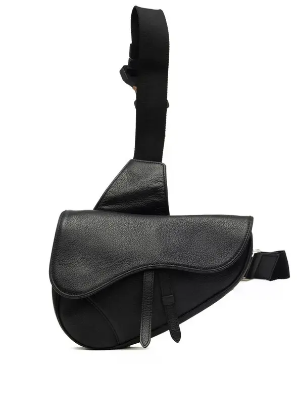 Dior 2019 Grained Calfskin Saddle Bag Crossbody Bag - Black