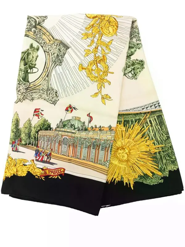 Hermès 1990-2010 Sanssoucy Silk Scarf 90 Scarves - Black