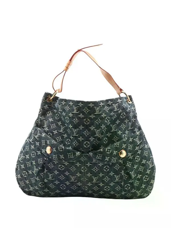 LOUIS VUITTON 2011 Monogram Denim Daily Gm Hobo Bag - Blue